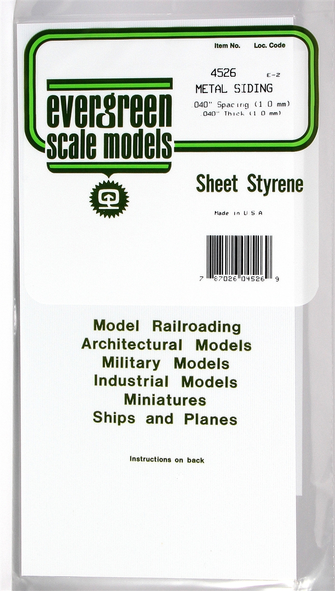 Evergreen Scale Models 4526 Corrugated Metal Siding .040" - Trainstoys