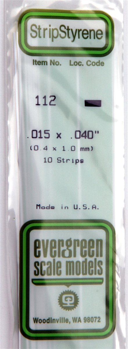 Evergreen Scale Models 112 Strip .015" x .040" (10) - Trainstoys