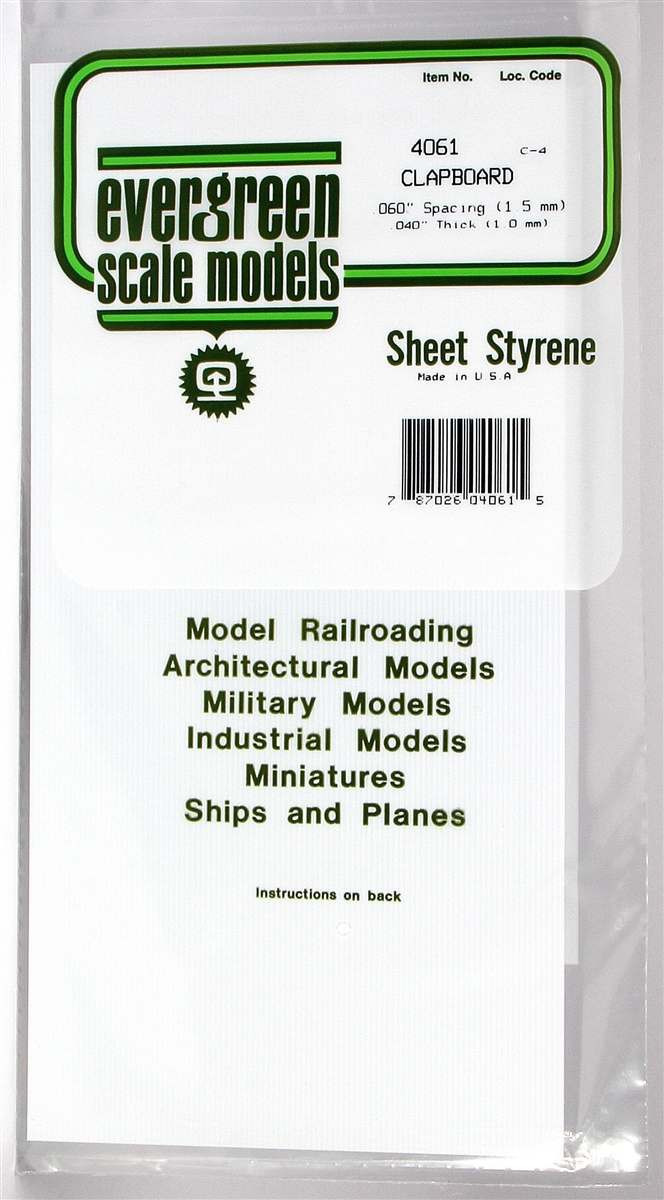 Evergreen Scale Models 4061 .060" Clapboard Siding - Trainstoys