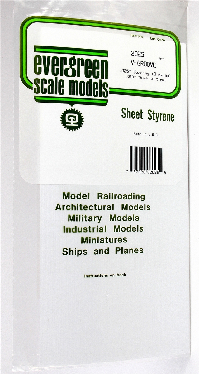 Evergreen Scale Models 2025 6" x 12" V-Groove Sheet .020" x .025 ...